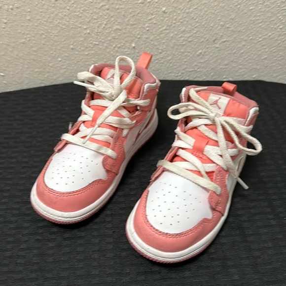 Nike | Shoes | Nike Air Jordan Mid Valentines Day Coral Pink White ...